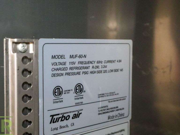 Turbo Air MUF-60-N 2-Door Refrigerated Work Top, On Casters - Roller ...