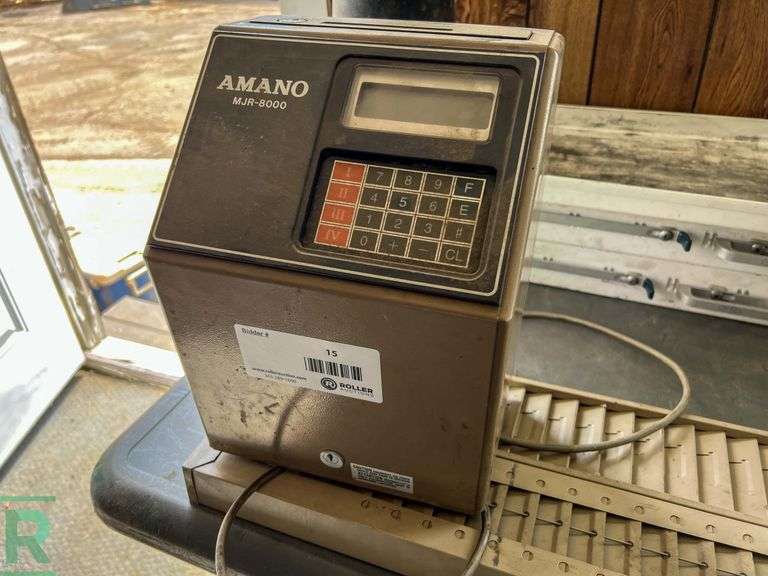 Amano MJR-8000 Time Clock With Time Sheet Holder - Roller Auctions