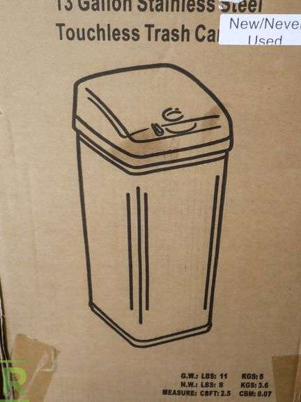 (1) iTouchless 13 Gallon Automatic Stainless Steel Trash Can, Model ...