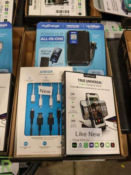 (1) MyCharge Power Hub All-In-One Portable Charger with Built-In Cables ...