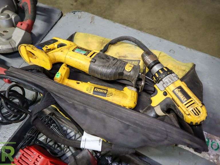 (3) DeWalt Cordless Power Tools; DC925 Drill, DW960 Right Angle Drill ...