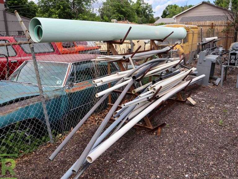 (3) Inventory Racks with Plastic Pipe - Roller Auctions