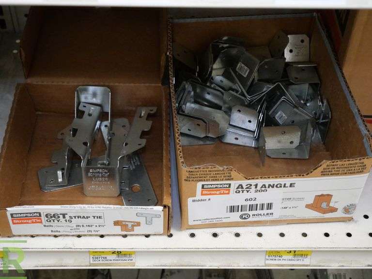 (2) Shelves of Simpson Strap Ties and Nail Plates - Roller Auctions