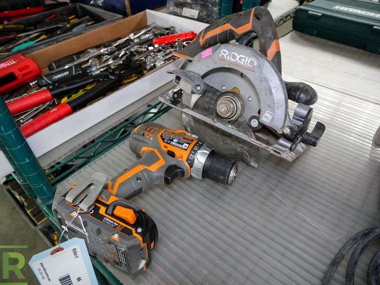 Ridgid R86008 18V 1/2" Drill and R8651 6.5" Circular Saw With Battery ...