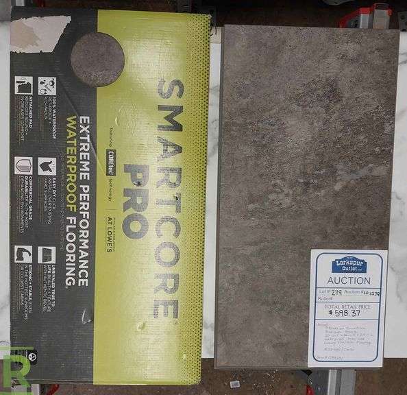 (9) Boxes of (8) New SMARTCORE Riverside Granite 20-mil x 12-in W x 24 ...