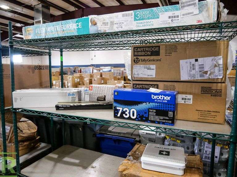 Shelf of Toner Cartridges and Ribbon - Roller Auctions