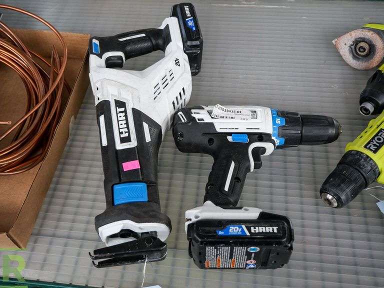 Hart 20V HPDD01VN Drill and HPRS01 Reciprocating Saws With (2 ...