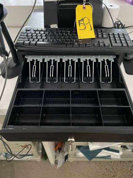 (1) CASH REGISTER SYSTEM INCLUDING CASH BOX, CARD READER, MOTOROLA ...