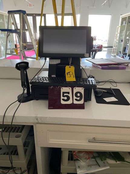 (1) CASH REGISTER SYSTEM INCLUDING CASH BOX, CARD READER, MOTOROLA ...