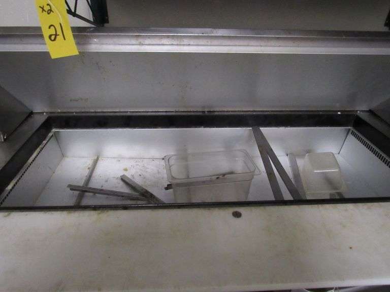 (1) PREP TABLE, STAINLESS STEEL, TRAULSEN MDL UPT6024-LR WITH 2-DOOR UNDER COUNTER REFRIGERATOR ...