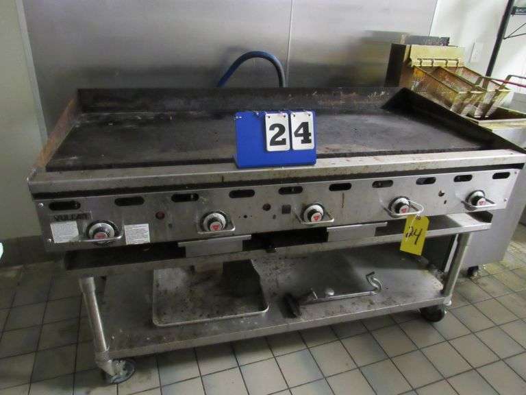 GAS GRIDDLE, VULCAN MDL MSA60, 6', PORTABLE STAND MOUNTED WITH 5 ...