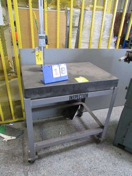 BLACK GRANITE INSPECTION SURFACE PLATE, APPROXIMATELY 3' X 2' X 4-1/4 ...