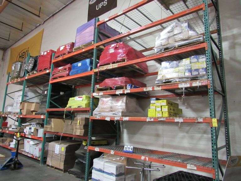 EMPTY PALLET RACK, TEAR DROP STYLE, W/WIRE DECK INSERTS, APPROX. 8' X ...