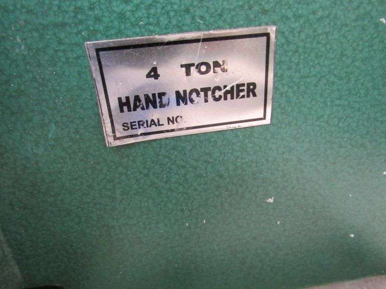 LOT, (2) 4-TON HAND NOTCHERS, MOUNTED TO METAL/WOOD BENCH - Rosen Systems