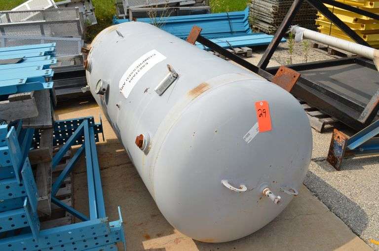 COMPRESSED AIR RECEIVING TANK, (APPROX.) 36 IN DIAMETER X 7 FT HIGH, 8 ...