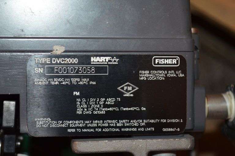 VALVE ACTUATOR WITH STAINLESS STEEL VALVE AND FISHER MODEL DVC2000 ...