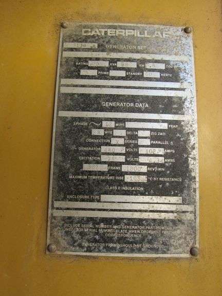 TRAILER MOUNTED GENERATOR, CAT MOTOR, 3-PHASE, 5JG00624, 3114 GENERATOR ...