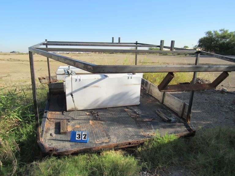 STEEL FLATBED BODY, APPROX. 8' WITH RACK, FUEL TANK AND TOOL BOX AS ...