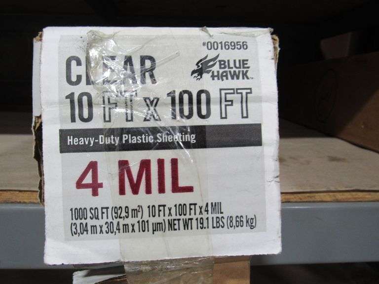 HEAVY-DUTY PLASTIC SHEETING, BLUE HAWK, CLEAR, 10' X 100', 4MIL - Rosen ...