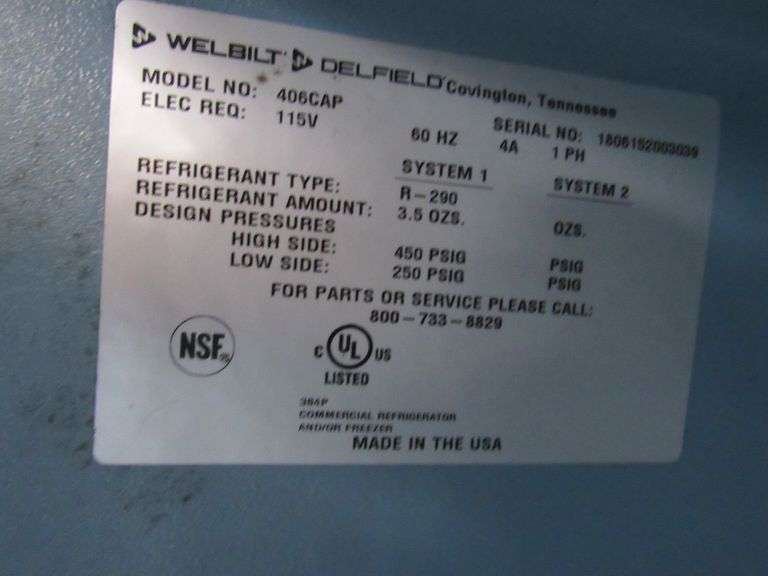 REFRIGERATOR DELFIELD, MODEL NO. 406CAP, STAINLESS STEEL, UNDER COUNTER ...