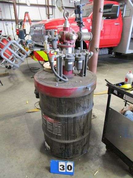 ALEMITE GREASE PUMP MDL 7785-A5 WITH APPROX. 40-GALLONS OF LITHIPLEX ...