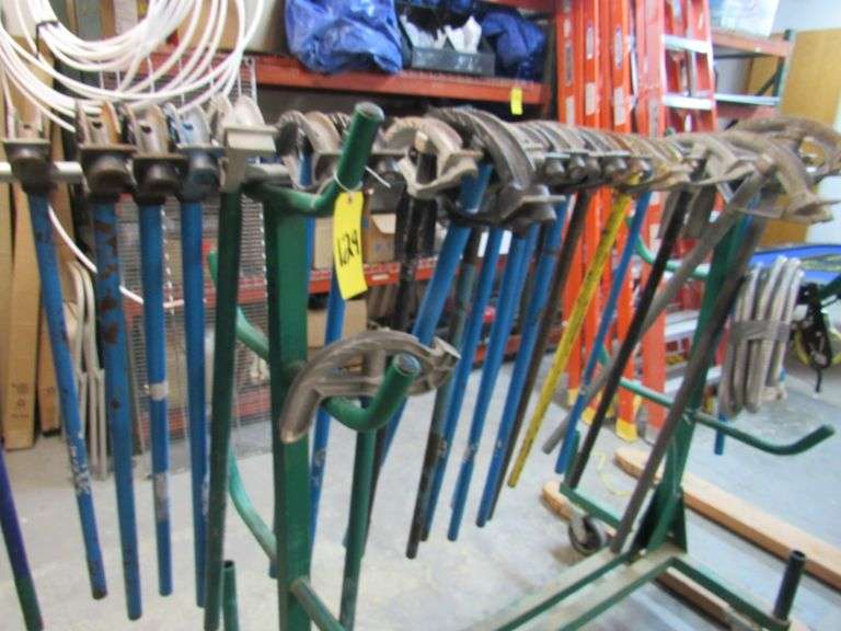 CONDUIT PIPE RACK, GREENLEE, MODEL NO. 668, WITH 24 CONDUIT BENDERS ...