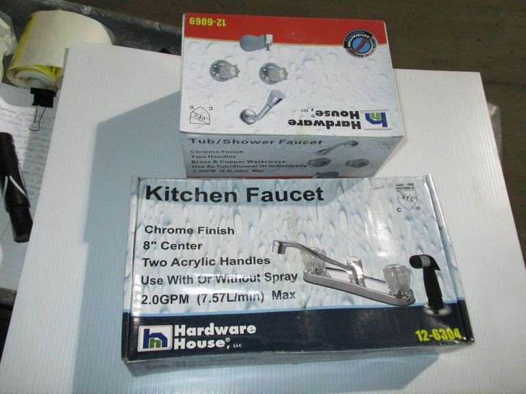 LOT WATER DAMAGED BOXES OF HARDWARE HOUSE FAUCETS, INCLUDING: (1) CASE ...