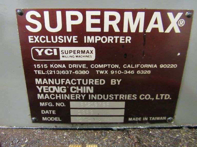 VERTICAL KNEE MILL, SUPERMAX MODEL YCY-1 1/2 VA, WITH 2-AXIS PROTO TRAK ...