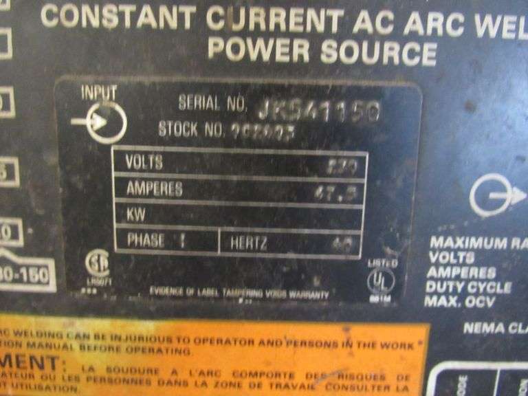 MILLER THUNDERBOLT 225 A/C ARC WELDER WITH LEADS, CART AND HEGMENT, S/N ...