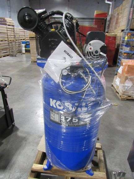 KOBALT VERTICAL TANK AIR COMPRESSOR, MDL XC802000AJ (AGM45) 0905521 ...