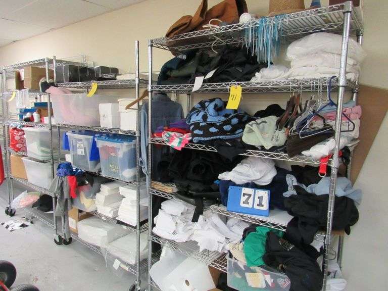 METRO SHELF, PORTABLE, APPROX. 6' WITH CONTENTS INCLUDING ASSORTED ...