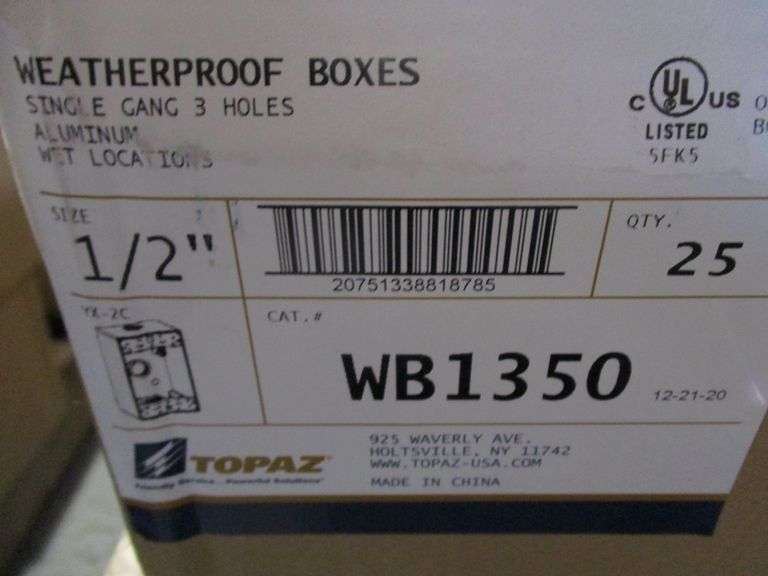 CASE, TOPAZ WEATHERPROOF OUTLET BOX #WB1350 (25) PER CASE **sold 5x the ...