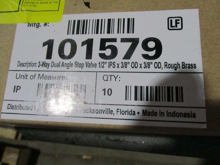 BOX, DURA PRO 3-WAY DUAL ANGLE STOP VALVE #101579 (10) PER BOX **sold ...