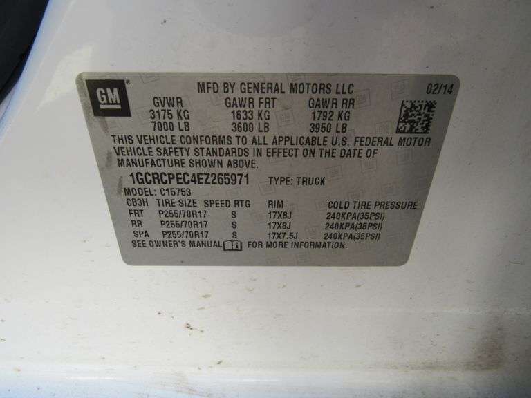 2014 CHEVROLET SILVERADO, VIN 1GCRCPEC4EZ265971, FOUR DOOR PICKUP, GRAY ...