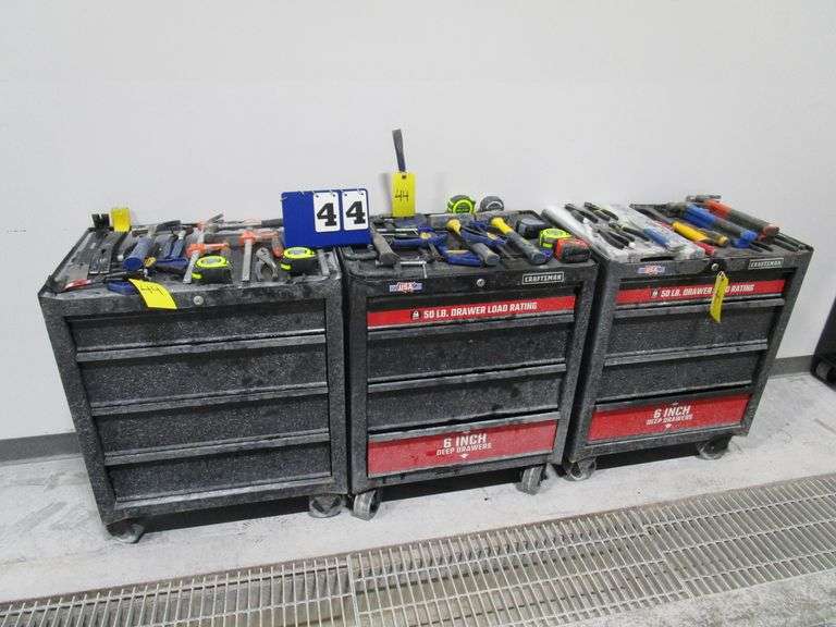 LOT, (3) PORTABLE CRAFTSMAN TOOL BOXES WITH CONTENTS INCLUDING ASSORTED ...