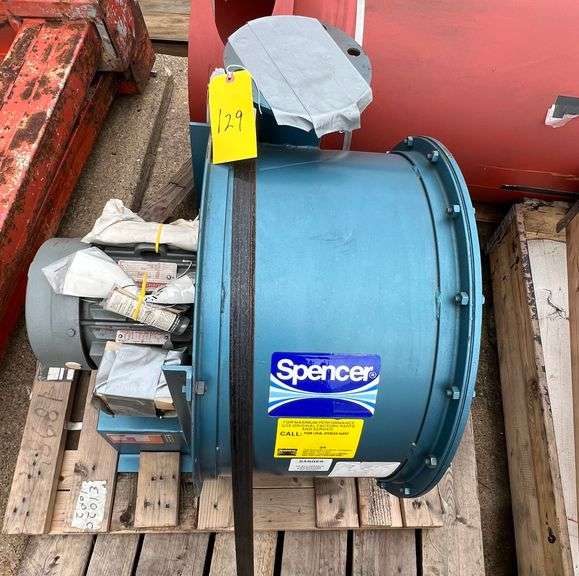 SPENCER TURBINE COMPANY 5 HP GAS BOOSTER BLOWER FAN - MODEL G-1205-MAD ...