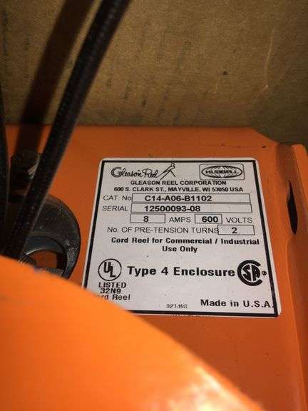 GLEASON HUBBELL CABLE-MASTER ELECTRIC CABLE REEL CAT # C14-A06-B1102 ...