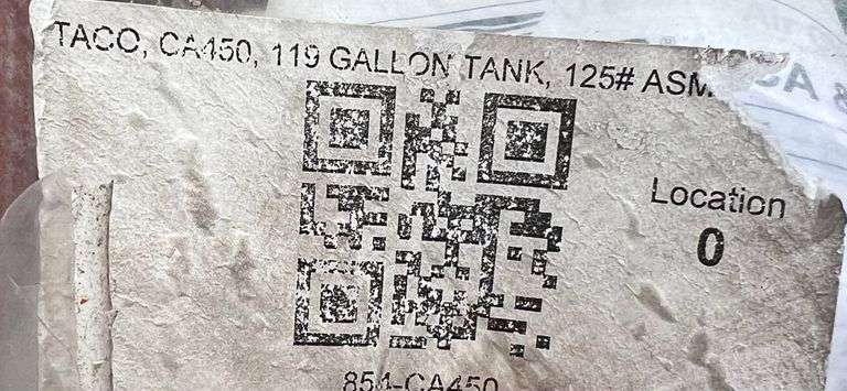 TACO WATER TANK 119 GALLON TANK, CLASS 125# ASME CA450 - Rosen Systems