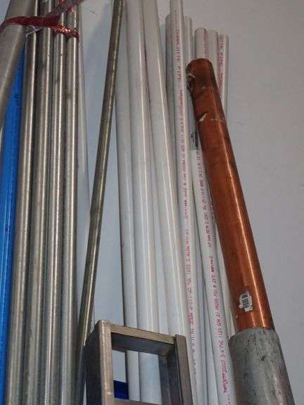 METAL PIPE STAND 36" X 24" X 84" WITH ASSORTED COPPER, PVC, AND METAL ...