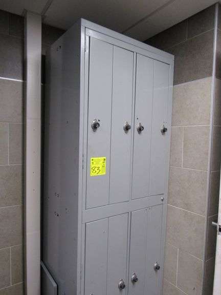 (3) SECTIONS OF LOCKERS, NO COMBINATIONS AND (1) METAL DIRTY GARMENT ...
