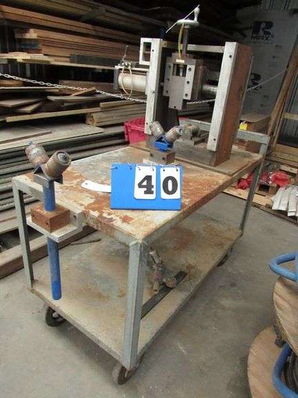 SHOP MADE TUBE BENDER ON METAL CART, PNEUMATIC - Rosen Systems