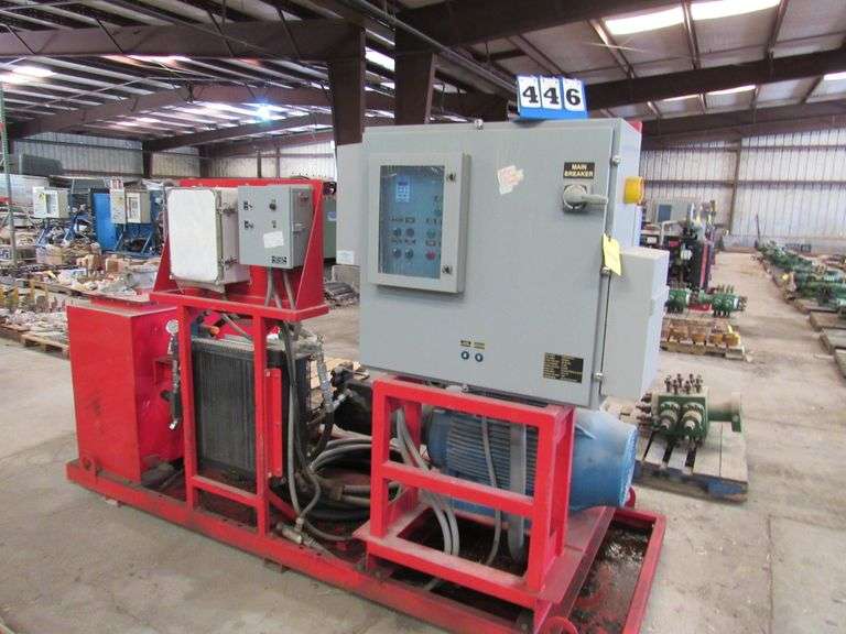 SKID MOUNTED HYDRAULIC POWER UNIT, ELECTRIC MOTOR, W/100 HP, W/MAIN ...