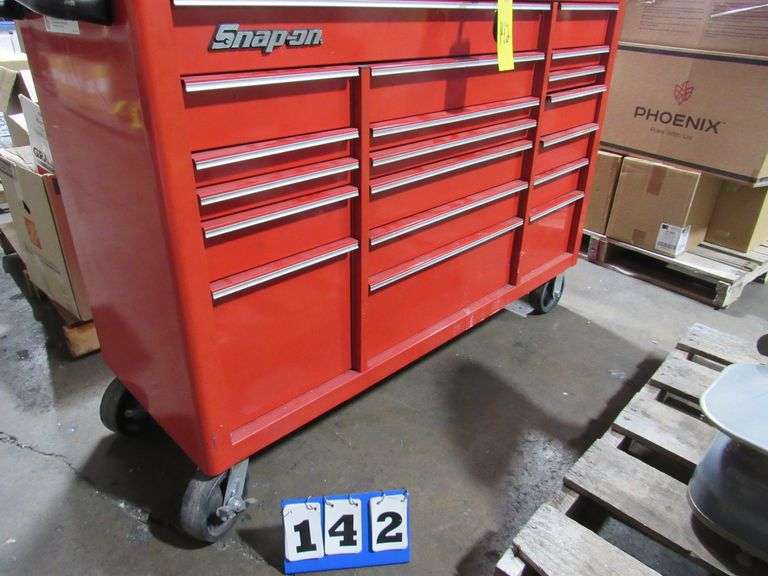 SNAP-ON TOOL BOX, APPROXIMATELY 54", WITH 18-DRAWERS AND CONTENTS ...