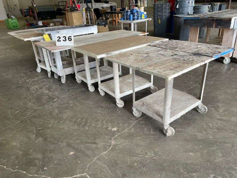 (6) ASSORTED ROLLING WORK TABLES/ CARTS - Rosen Systems