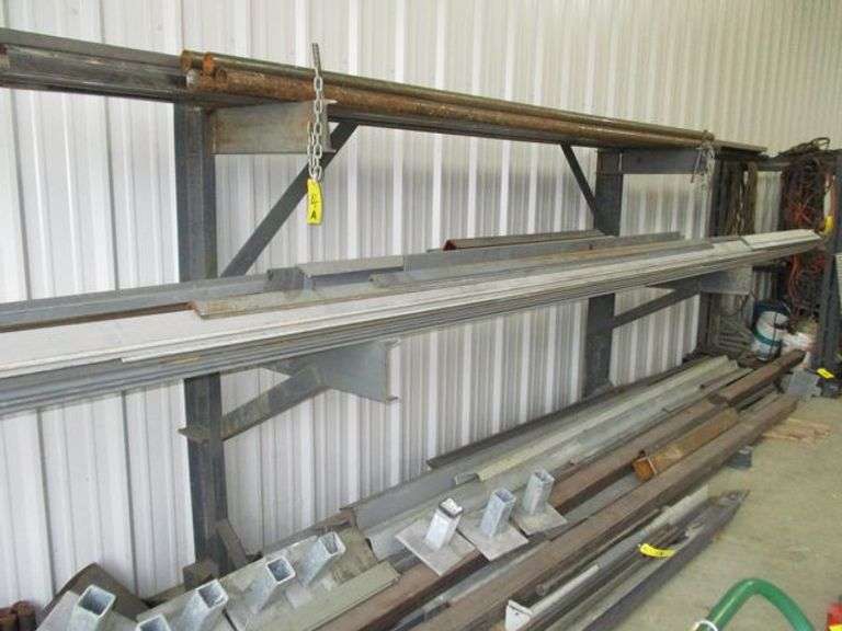 EMPTY HEAVY DUTY CANTILEVER METAL STOCK RACK, APPROX. 6-1/2' HIGH X 4 ...