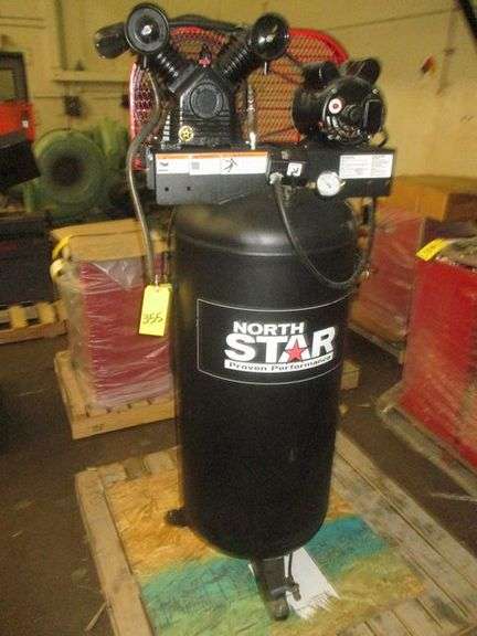 NORTH STAR AIR COMPRESSOR WITH 3 HP MOTOR, VERTICAL TANK, NEW ...