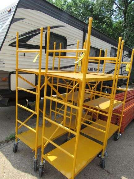 METAL CARTS, YELLOW, APPROX. 75" X 31" X 22" **sold 4x the money ...