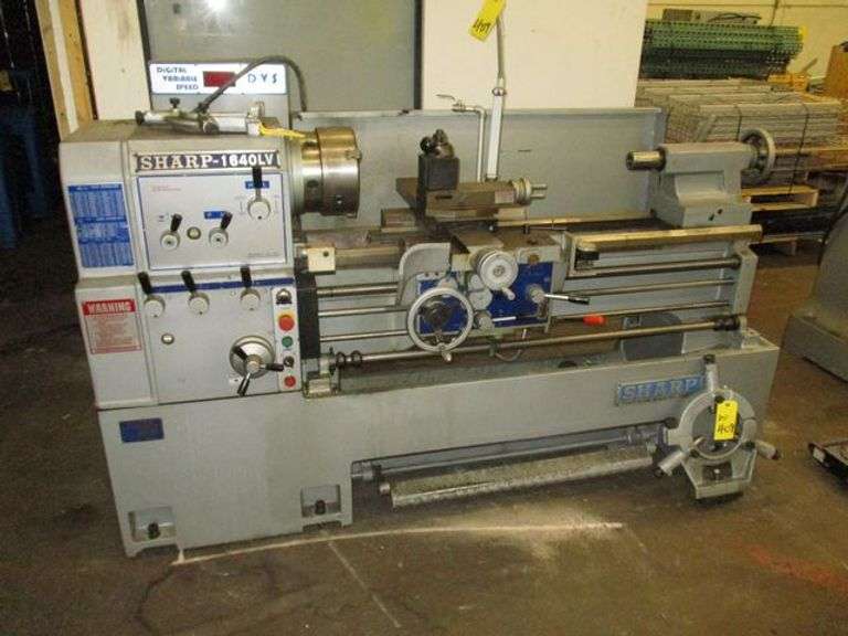SHARP MDL. 1640LV ENGINE LATHE WITH 10" 3-JAW CHUCK, TOOL HOLDER, TAIL ...