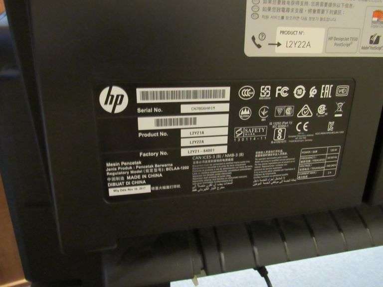 PLOTTER, HP, MDL L2Y21A, S/N CN7BG6H01M, HD DESIGN JET T930, POST ...