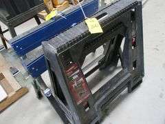 (2) KOBALT FOLDING ADJUSTABLE SAW HORSES AND (2) HUSKY PLASTIC SAW ...